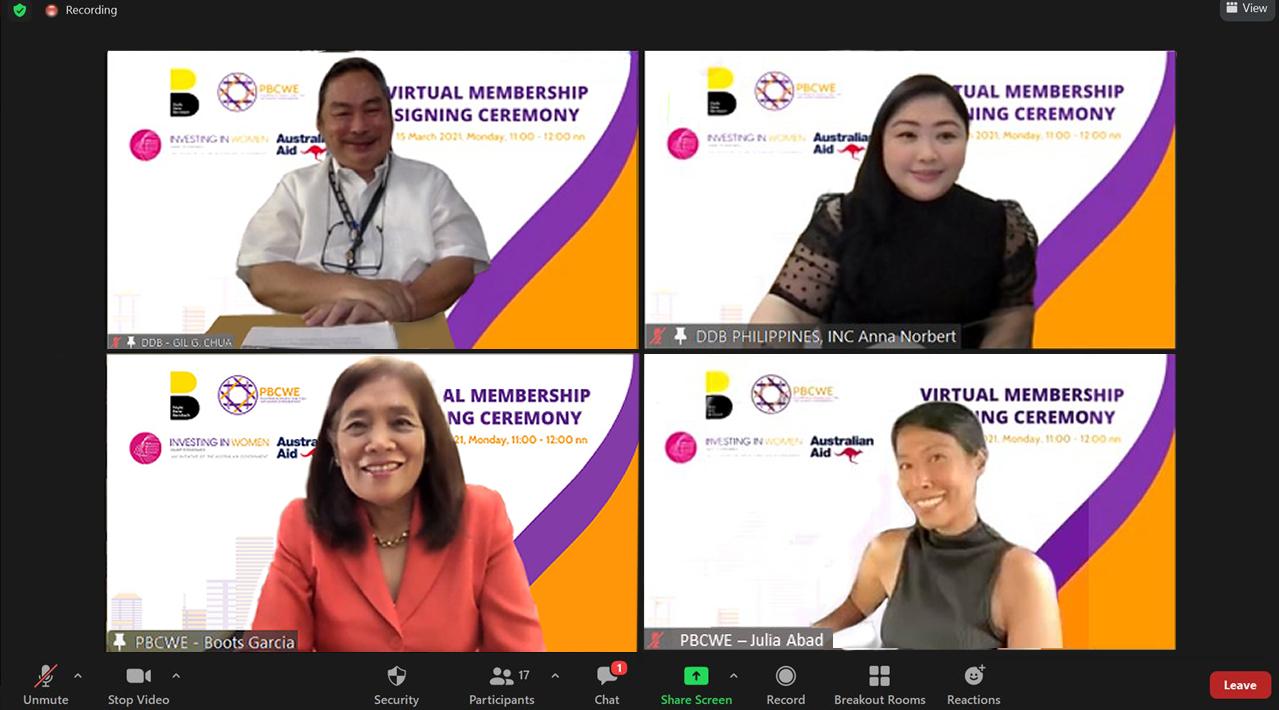 DDB Group is the first advertising group to join the Philippine Business Coalition for Women ...